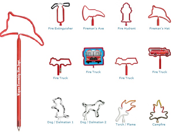 Fire Fighting and Fireman Themed Pens with Bent Tops | Promotional ...