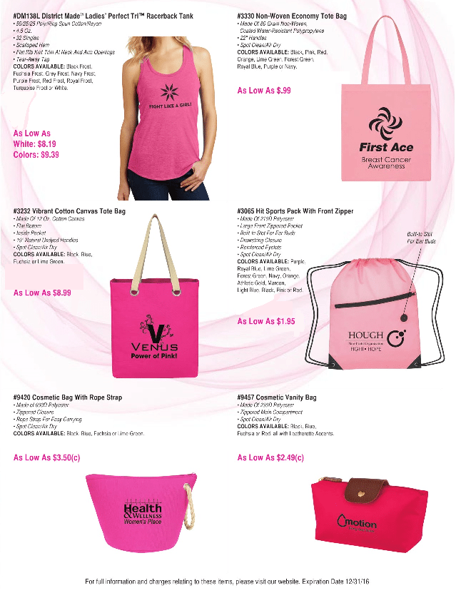 Pink Breast Cancer Awareness Month Items | Promotional Product Ideas by ...