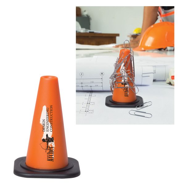Traffic Cone Shaped Paper Clip Holder / Paper Weight | Promotional ...