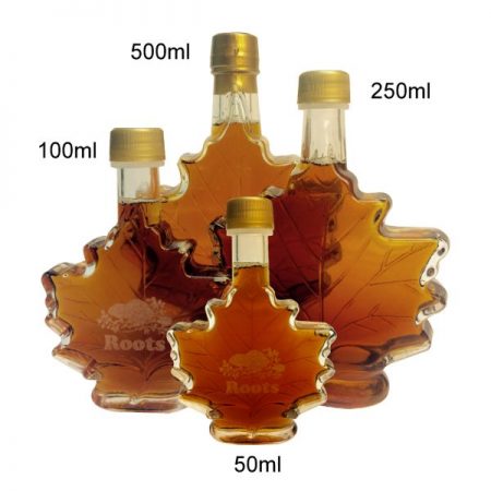 Maple Leaf Shaped Maple Syrup Jars with Engraved Logos | Promotional ...