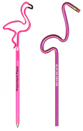 Bent Pink Flamingo Shaped Pens and Pencils | Promotional Product Ideas ...