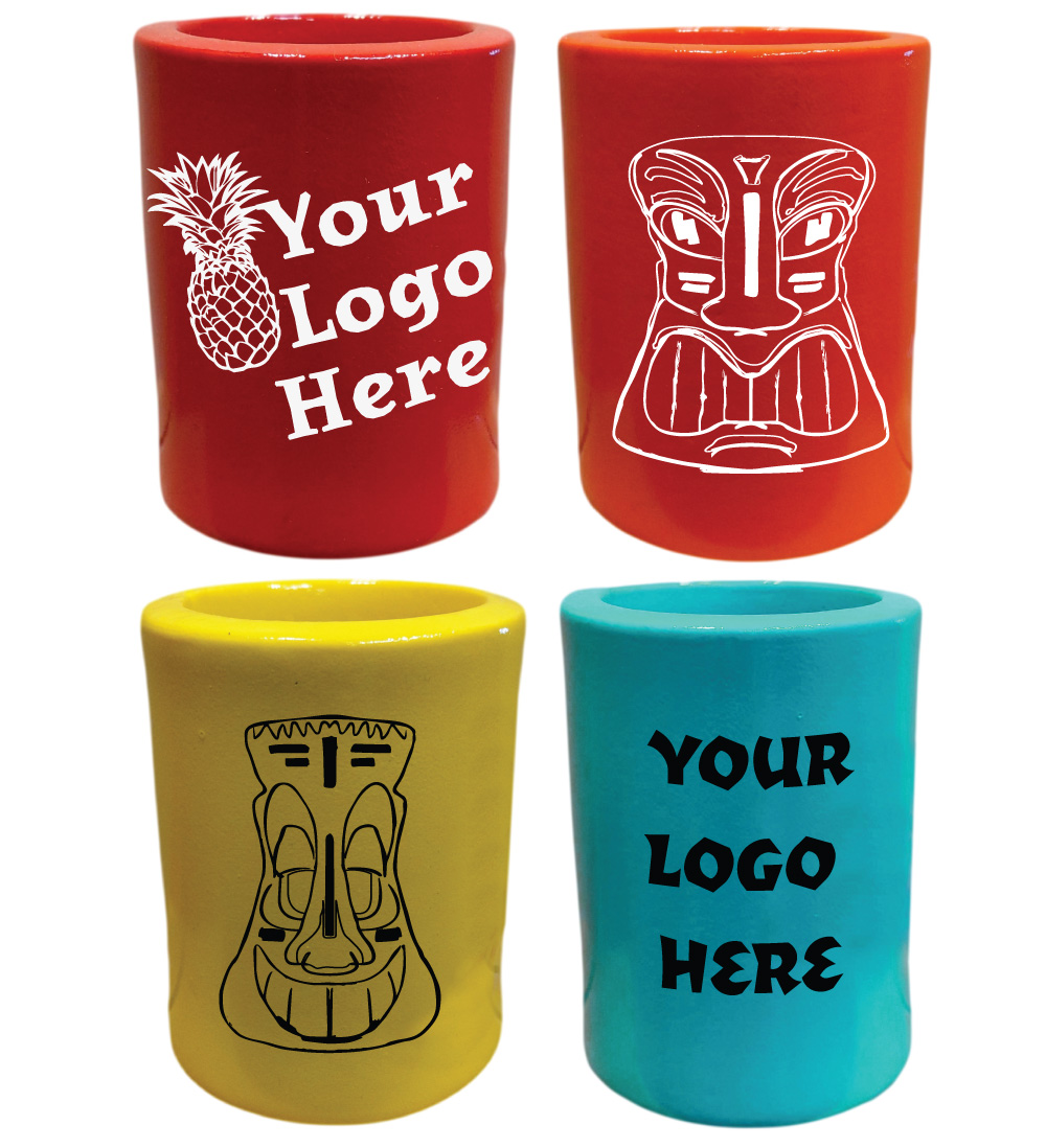 Tiki Themed Can Cooler and Glasses | Promotional Product Ideas by ...